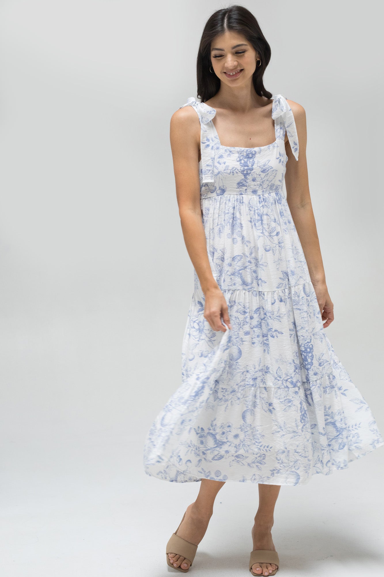 Isabella Floral Tiered Dress - Morning Lavender Boutique Dresses