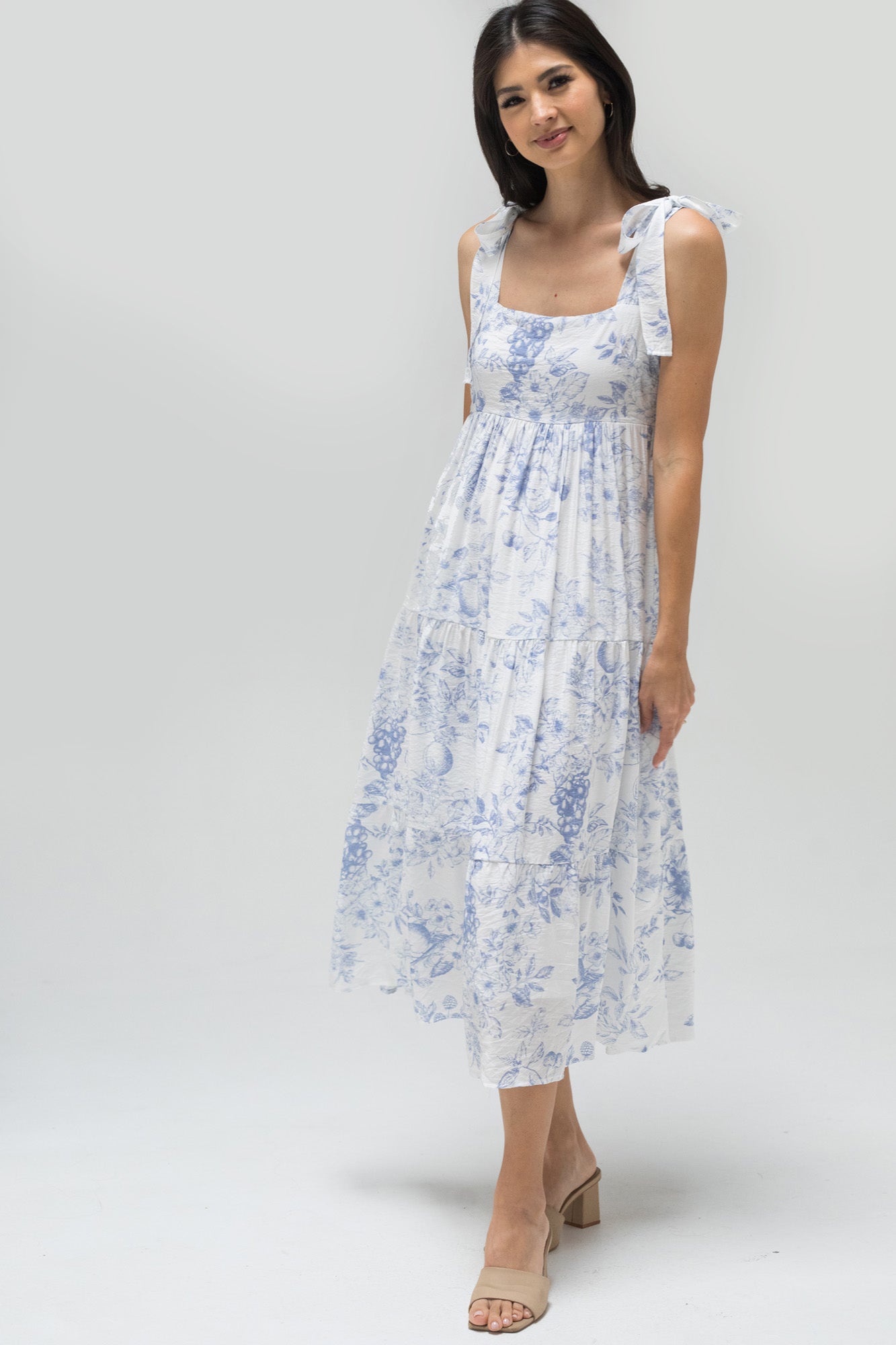 Isabella Floral Tiered Dress - Morning Lavender Boutique Dresses