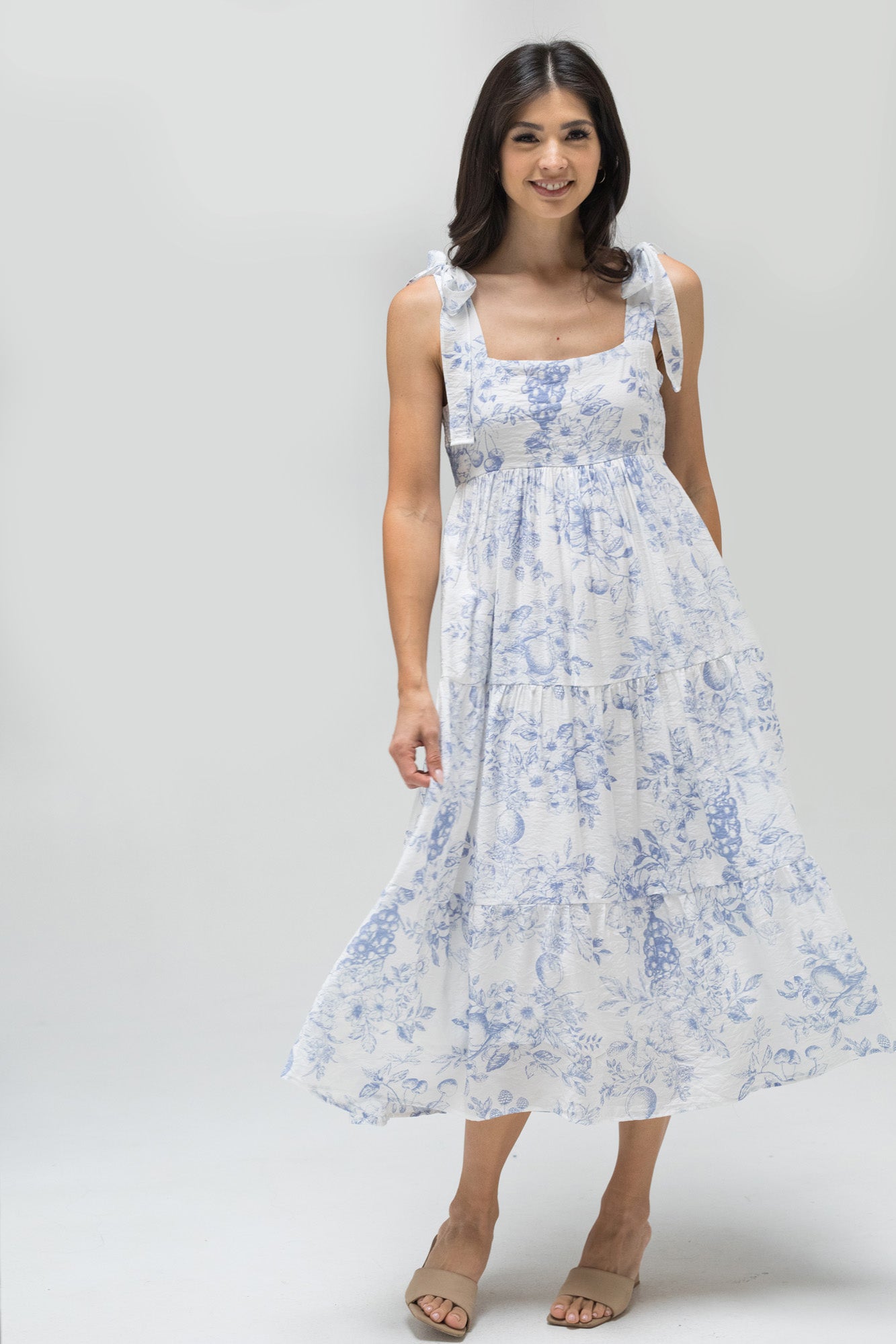 Isabella Floral Tiered Dress - Morning Lavender Boutique Dresses