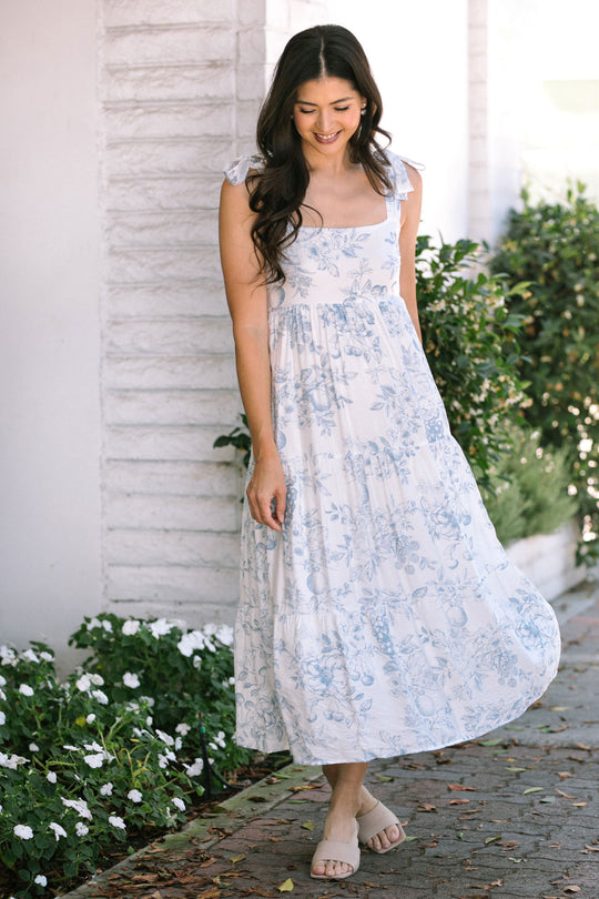 Isabella Floral Tiered Dress - Morning Lavender Boutique Dresses