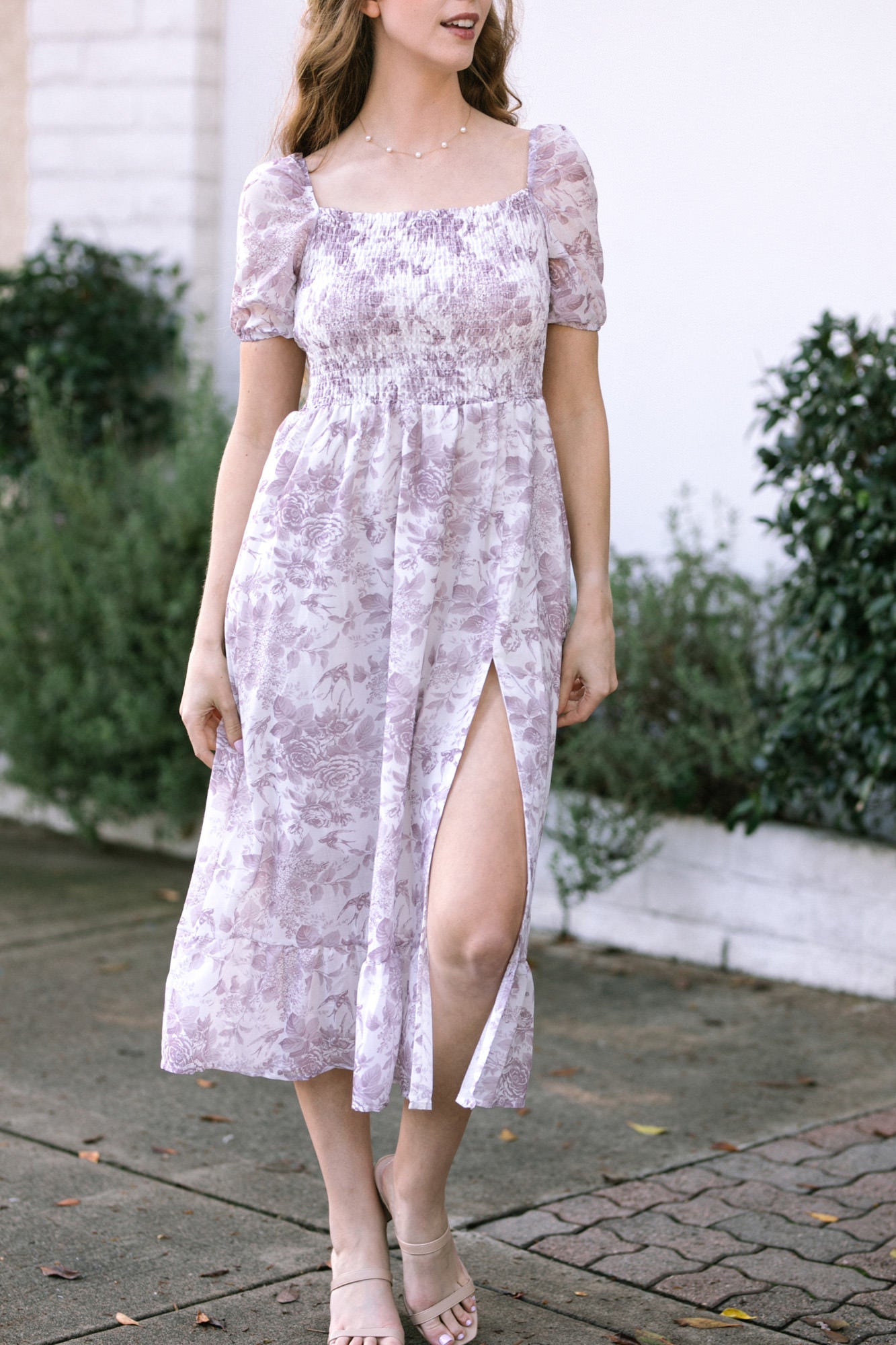 Marie Smocked Midi Dress - Morning Lavender Boutique Dresses