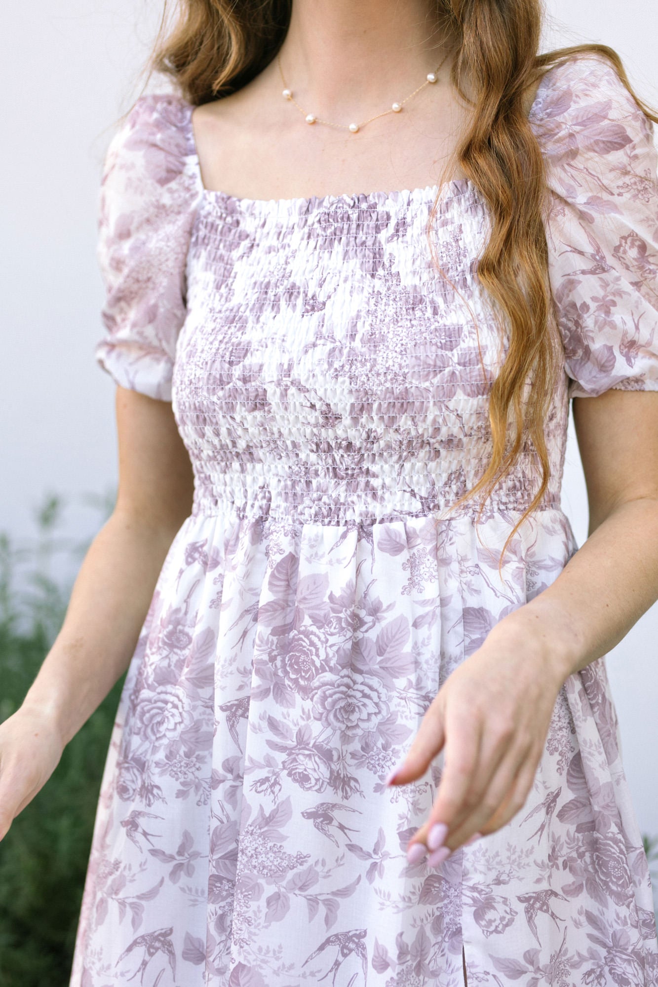 Marie Smocked Midi Dress - Morning Lavender Boutique Dresses